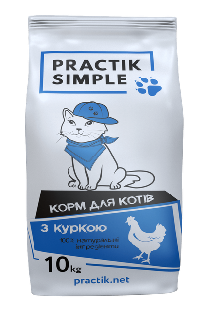 Сухой корм Practik Simple для взрослых кошек всех пород з курицей 10 кг от продавца: Petsplay ...