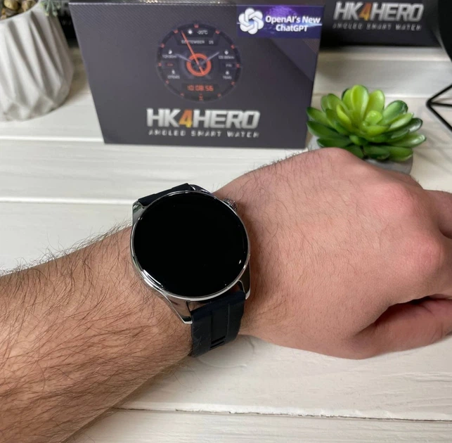 Умные смарт-часы для мужчин многофункциональные Smart Watch HK4 HERO с Amoled дисплеем серые ...