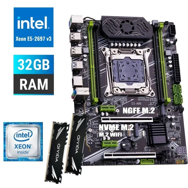 Комплект Intel X99 Pro V8 / Qiyida X99 E5-A99 LGA 2011-3 / Intel Xeon ...