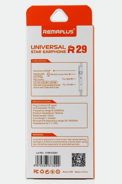 Ваакумні дротяні Навушники REMAPLUS R29 Чорні 1.2 м з мікрофоном купити ...