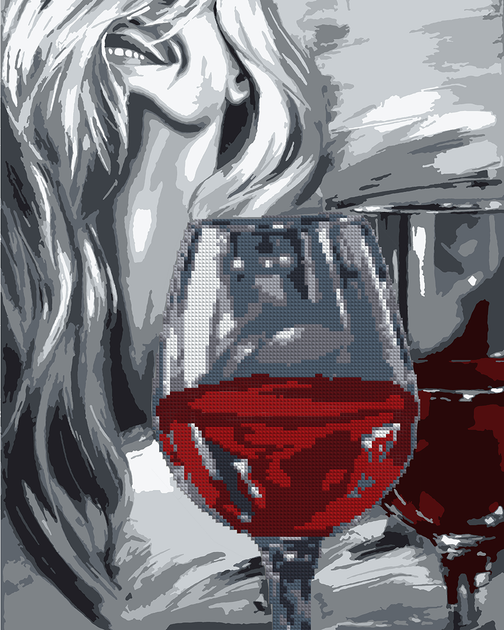 Картина по номерам Santi с алмазной мозаикой Девушка и вино 40x50 см ...