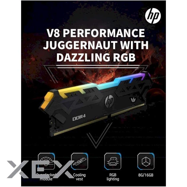 Модуль памяти HP DDR4 8GB 3200MHz V8 RGB (7EH85AA) – фото, отзывы, характеристики в интернет ...