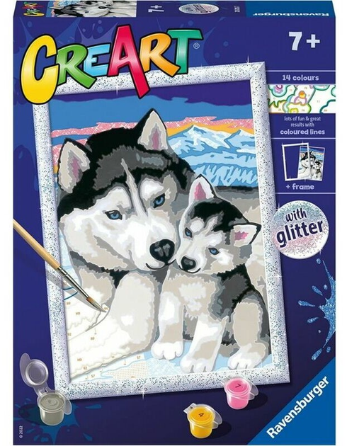 Картина по номерам Ravensburger CreArt Хаски 18 x 24 см (4005556202157 ...