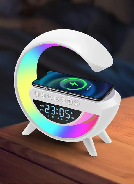 Лампа-ночник с беспроводной зарядкой, будильником и Bluetooth колонкой ...