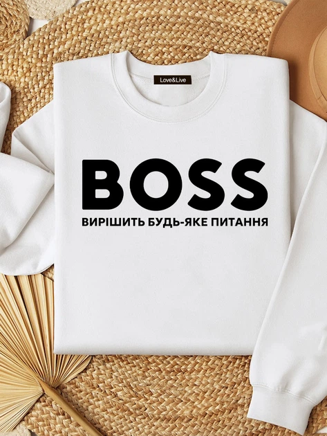 Свитшот женский Love&Live Босс решит любой вопрос LLP04413 L Белый с принтом (LL2000000496870 ...