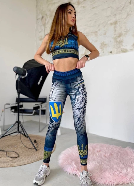 Спортивний жіночий костюм для фитнесу Dionafit з принтом Ukraine топ та лосині M – Брендовий ...