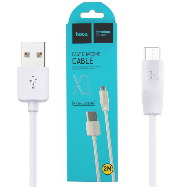 Кабель для зарядки "HOCO X1" Micro-USB 2m, 2,4А, микро юсб шнур ...