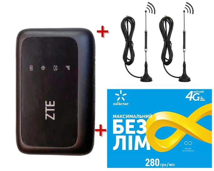 Мобільний 4G модем/роутер USB WI-FI 3G/4G LTE ZTE MF910 + 2 Зовнішні ...
