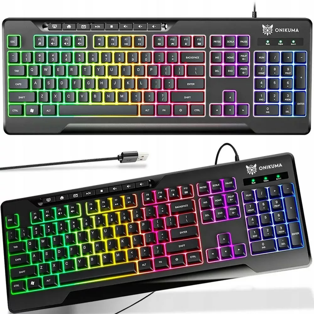 Клавиатура игровая проводная Onikuma G32 RGB Черная мембрана (ON-G32/BK ...