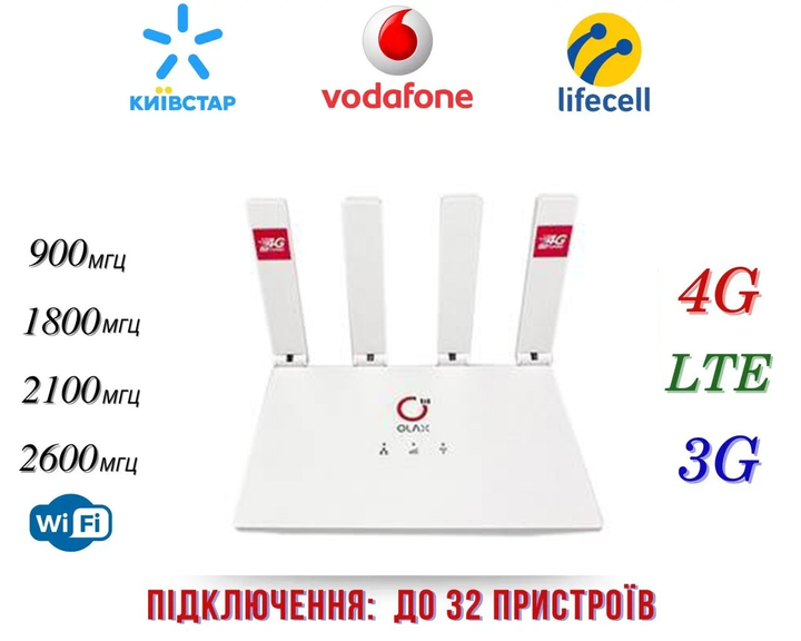 Универсальный стационарный 4G роутер WI-FI 3G/4G LTE OLAX MC50 Киевстар ...
