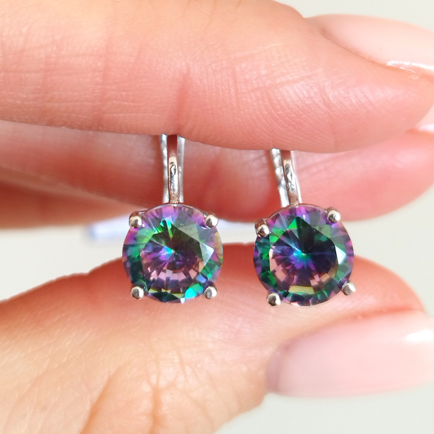 Серьги серебряные с мистик топазом СМК-мт от продавца: Cat&Jewerly – в ...