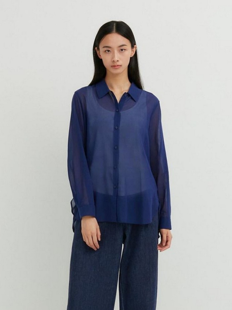 Рубашка хлопковая женская Uniqlo 30787991 M Синяя (1159797468 ...