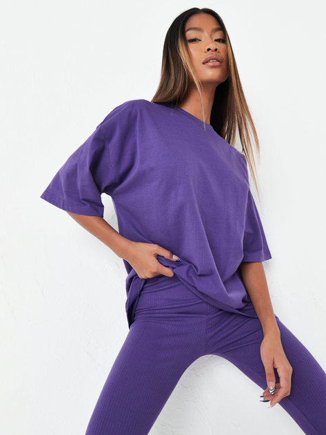 Футболка оверсайз длинная женская Missguided GD-00064760 34 Фиолетовая ...