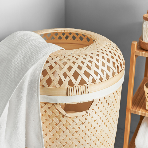 Корзина для белья IKEA SALUDING бамбук ручной работы, В комплекте с ...