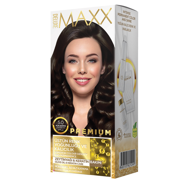 Краска MAXX Deluxe для волос 5.0 Светло-коричневый Ливеста 50 мл+50 мл ...