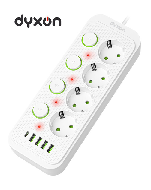 Сетевой фильтр-удлинитель DYXON 4+4 USB-A + USB-C (PD) + 4 Power switch ...