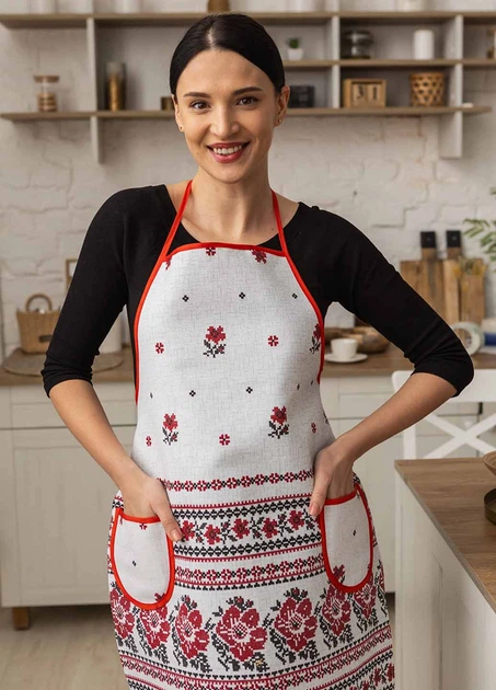 Фартух кухонний Сірий орнамент 75х55 см фото відгуки характеристики в інтернет магазині