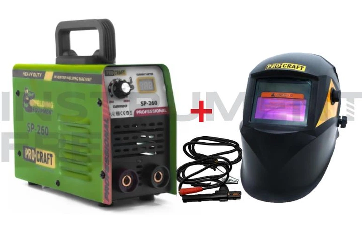 Інверторний зварювальний апарат ProCraft SP-260 (дисплей, кабель, маска-щиток) + Зварювальна ...