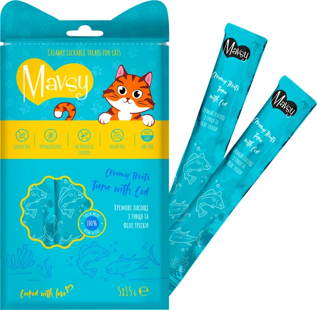 Лакомство для кошек Mavsy Creamy Treats Tuna with cod - Мавси Кремовое ...