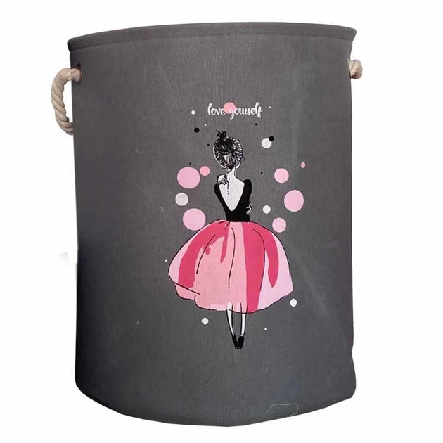 Корзина для Игрушек и Белья Органайзер Леди з ручками Серый 45х35 см Безопасность и стиль