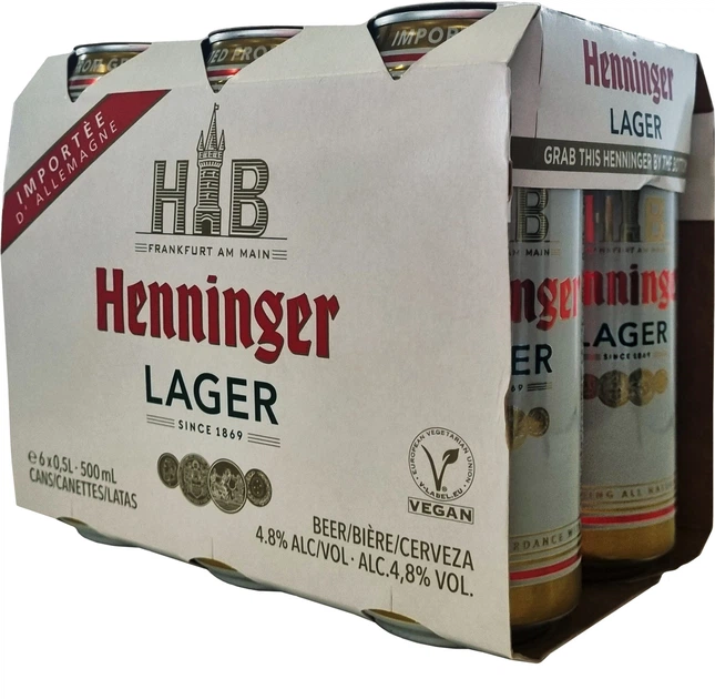 Упаковка пива Henninger Lager светлое нефильтрованное 4.8% 0.5 л ...