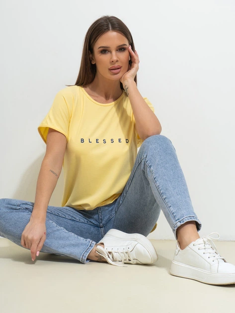 Футболка оверсайз длинная женская ISSA PLUS 14496 XL Желтая (issa2007682552726) – Брендовая ...