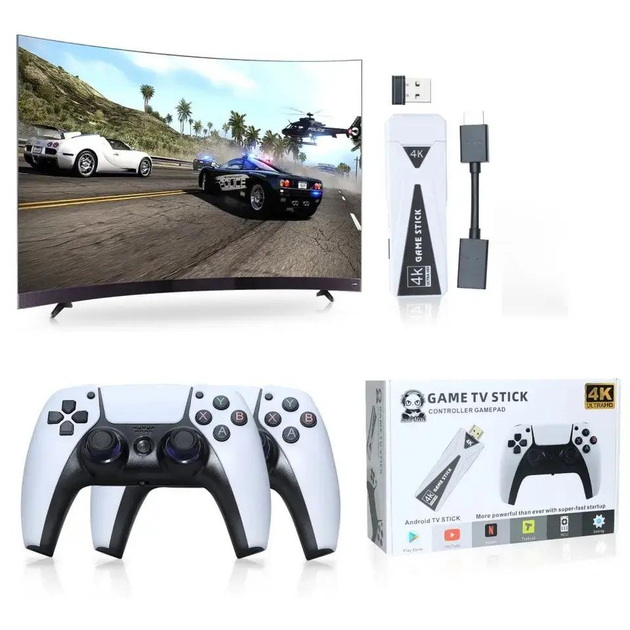 Игровая приставка GT69 4K HDMI на 128 GB + два беспроводных джойстика ...