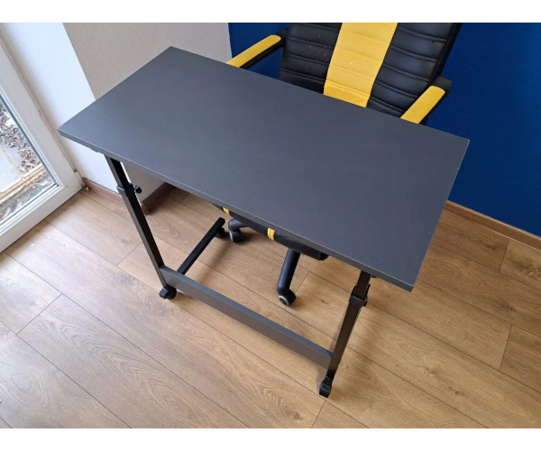 Столик з регулюванням висоти на коліщатках 80х40см Drom Сірий з чорнми ніжками для ноутбука