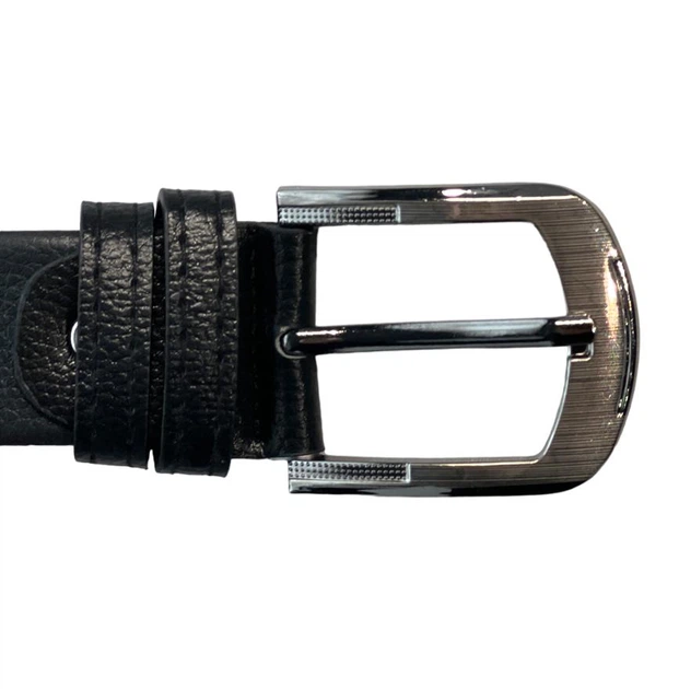 Ремінь чоловічий з класичною пряжкою з візерунком 130 см чорний 79201792 Стильні аксесуари