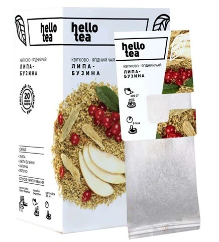 Чай Hello Tea квітково-ягідний Липа-Бузина упаковка 20 фільтр-пакетів ...