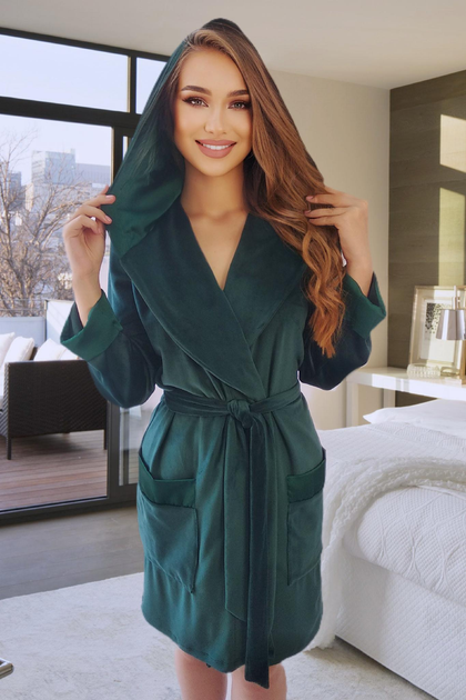 Халат женский велюровый короткий Fleur Lingerie FANNI 50 изумруд от ...