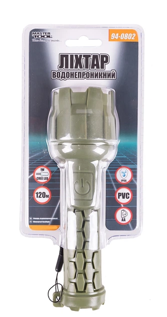 Фонарь водонепроницаемый, CREE LED IP66 2xAA PP+PVC MASTERTOOL (hoz0012240) Хаки – фото, відгуки ...
