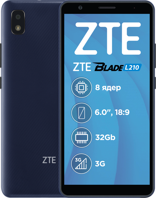 Мобильный телефон ZTE Blade L210 1/32GB Blue – фото, отзывы ...