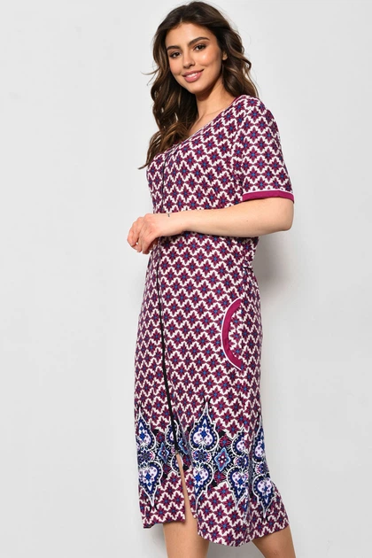 Халат жіночий напівбатальний літній темно-рожевого кольору QT 3XL ...