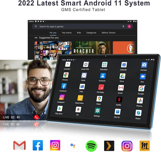 Планшет 10.1" Oangcc A13 4/64Gb 8 ядер Android 12 8000 mAh Blue – фото, отзывы, характеристики в ...