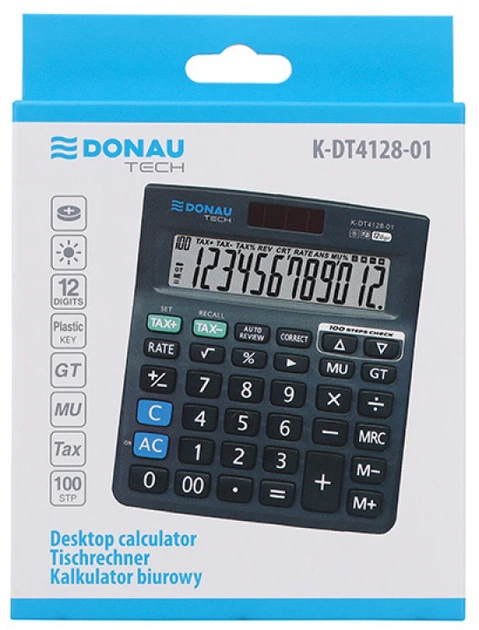 Канцелярський калькулятор Donau Tech 12-значний чорний (K-DT4128-01 ...