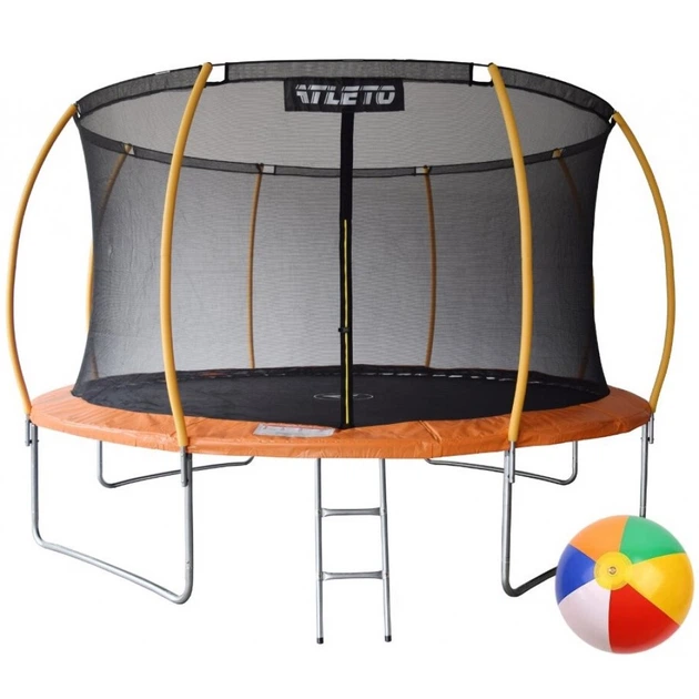 Батут Atleto 374 см з внутрішньою сіткою та драбинкою оранжевий + подарунок м'яч – фото, отзывы ...