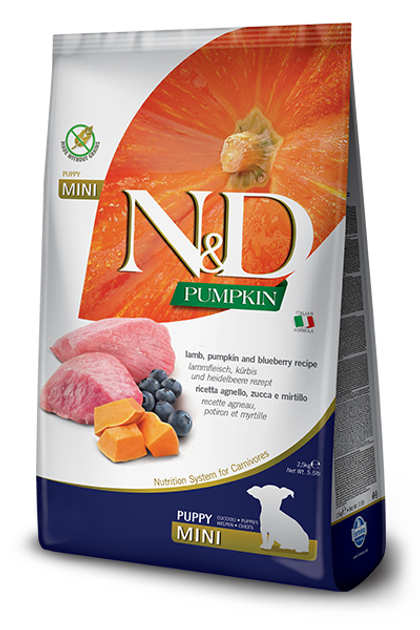 Фарміна дог сух N&D Grain Free PUMPKIN LAMB & BLUEBERRY PUPPY MINI 800 ...