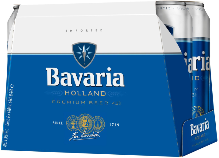Упаковка пива Bavaria Premium светлое фильтрованное 4.3% 0.44 л ...