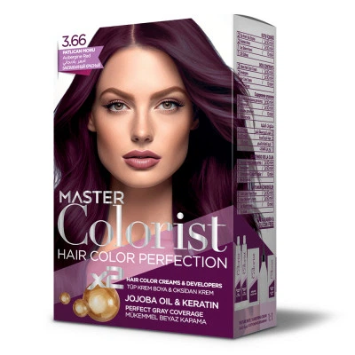 Фарба для волосся Master Colorist 3.66 Баклажан 2x50 мл+2x50 мл+10 мл ...