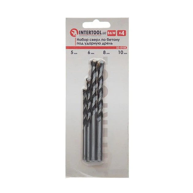 Набір свердел по бетону 4шт (5,6,8,10мм) INTERTOOL SD-0105 – фото, отзывы, характеристики в ...