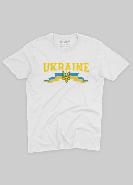Жіноча футболка MODNO з патріотичним принтом UKRAINE L Білий (TS001-4-WHI-005-1-093-F) от ...
