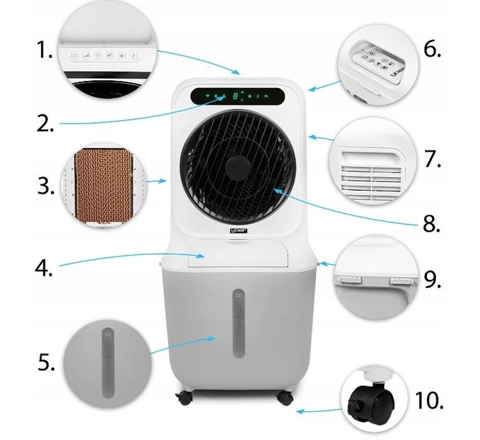 Пересувний кондиціонер з іонізатором Yoer Hurricano AC01W 90 Вт 30 л WiFi пульт ДК тиха робота ...