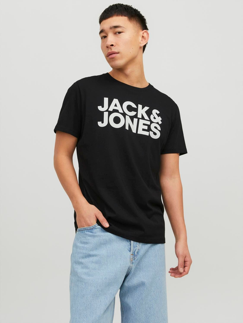Футболка хлопковая мужская Jack & Jones 12151955-3 L Черная с принтом ...