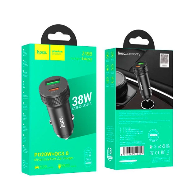 Зарядний автомобільний Hoco Z49B (USB/Type-C PD20W+QC3.0) універсальний ...
