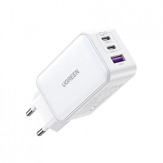 Зарядное устройство Ugreen USB-A+2*USB-C 65W GaN Tech Fast White (CD224 ...
