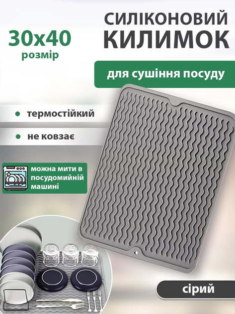 Килимок для сушіння посуду захисний рельєфний та антиковзний Vmhouse