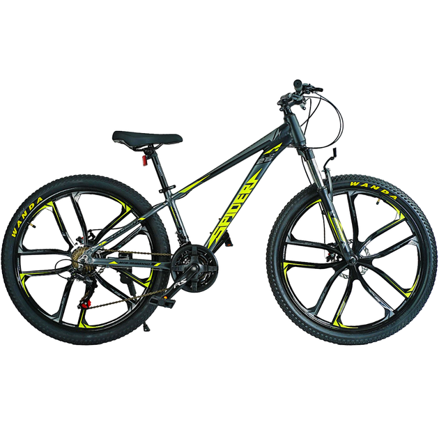 Велосипед спортивный Corso Spider 26" алюминиевая рама 13" серый желтый ...