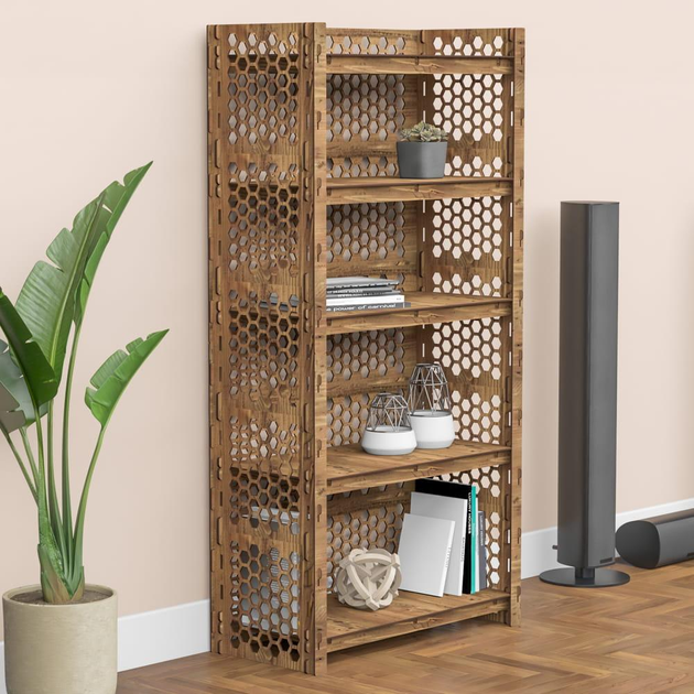 Стеллаж Книжный шкаф на 5 полок с задней стенкой Honeycomb-S (1500В х ...