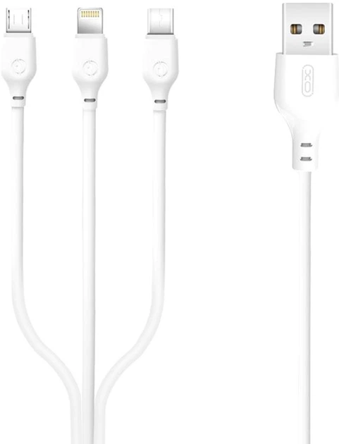 Кабель XO 3in1 micro/type-C/lightning NB103 2.1A 1 м White (NB103-3in1-1-WH) – фото, отзывы ...